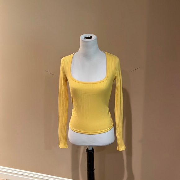 Miss Selfridge | Tops | Miss Selfridge Yellow Square Neck Ribbed Long ...